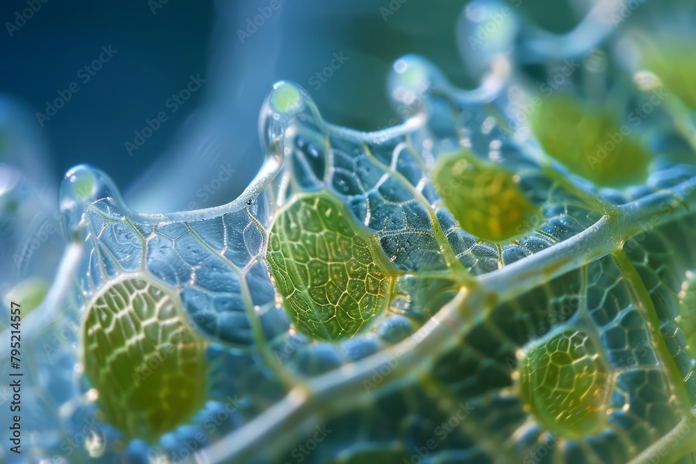 Extreme close-up of a leaf's stomata, showing the plant's breathing ...