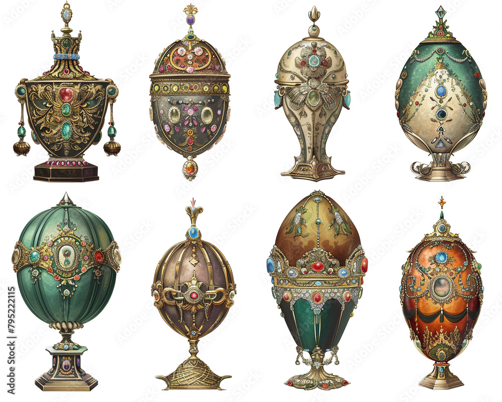 Create packaging for a line of ornate Faberge eggs inspired by the ...