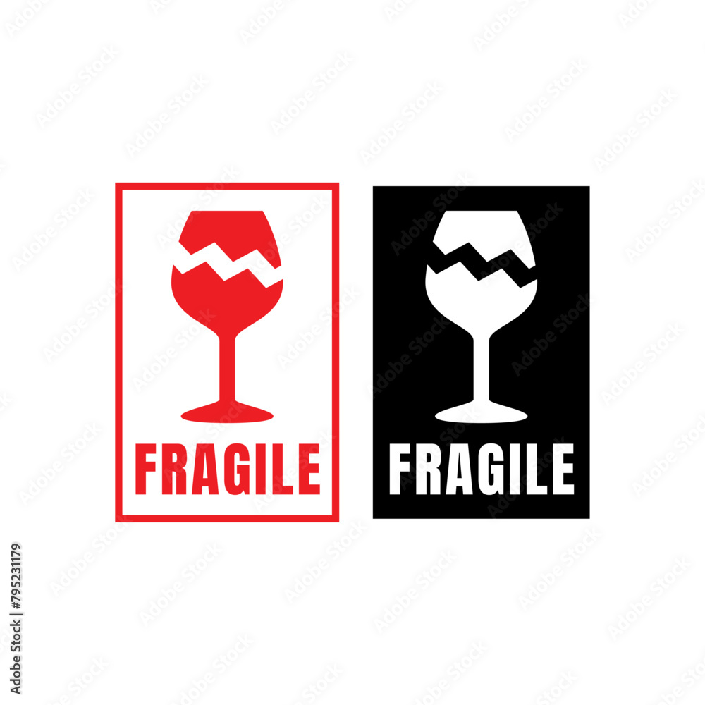 Sticker fragile handle with care vector. warning label, fragile label ...
