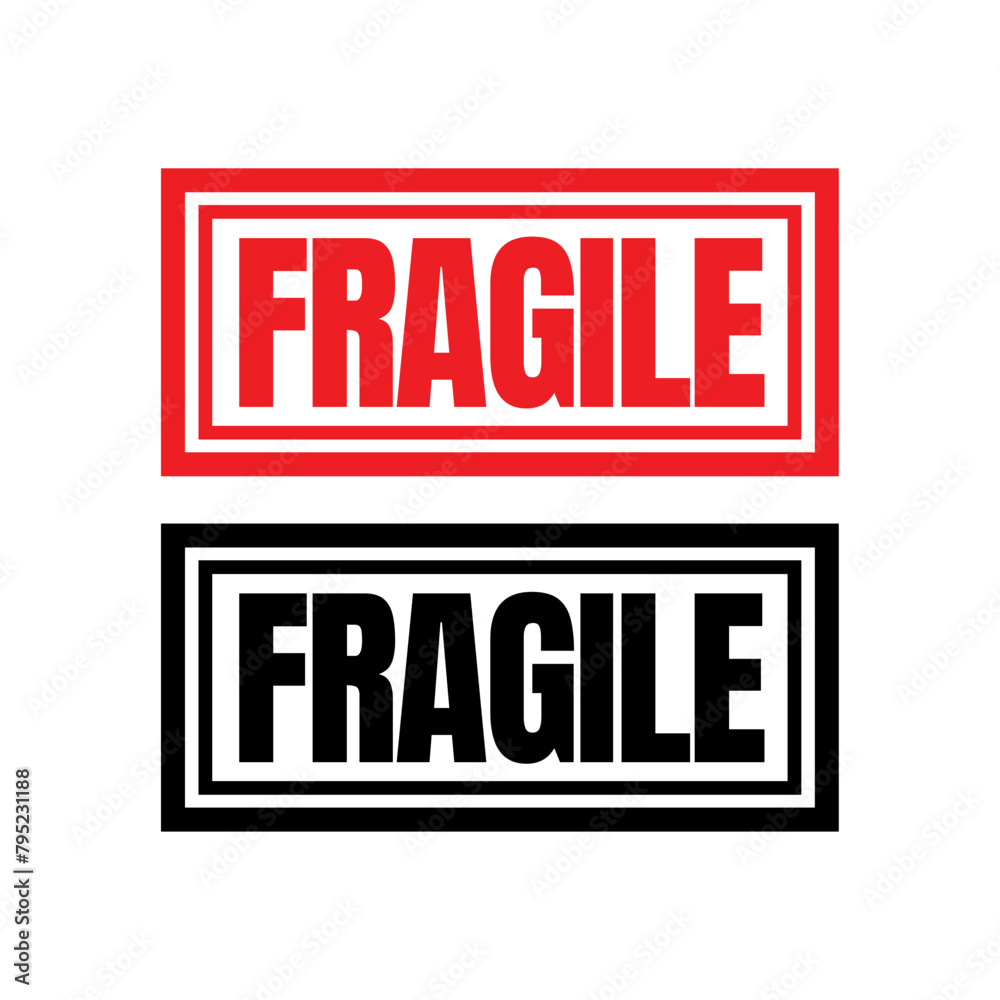Sticker fragile handle with care vector. warning label, fragile label ...