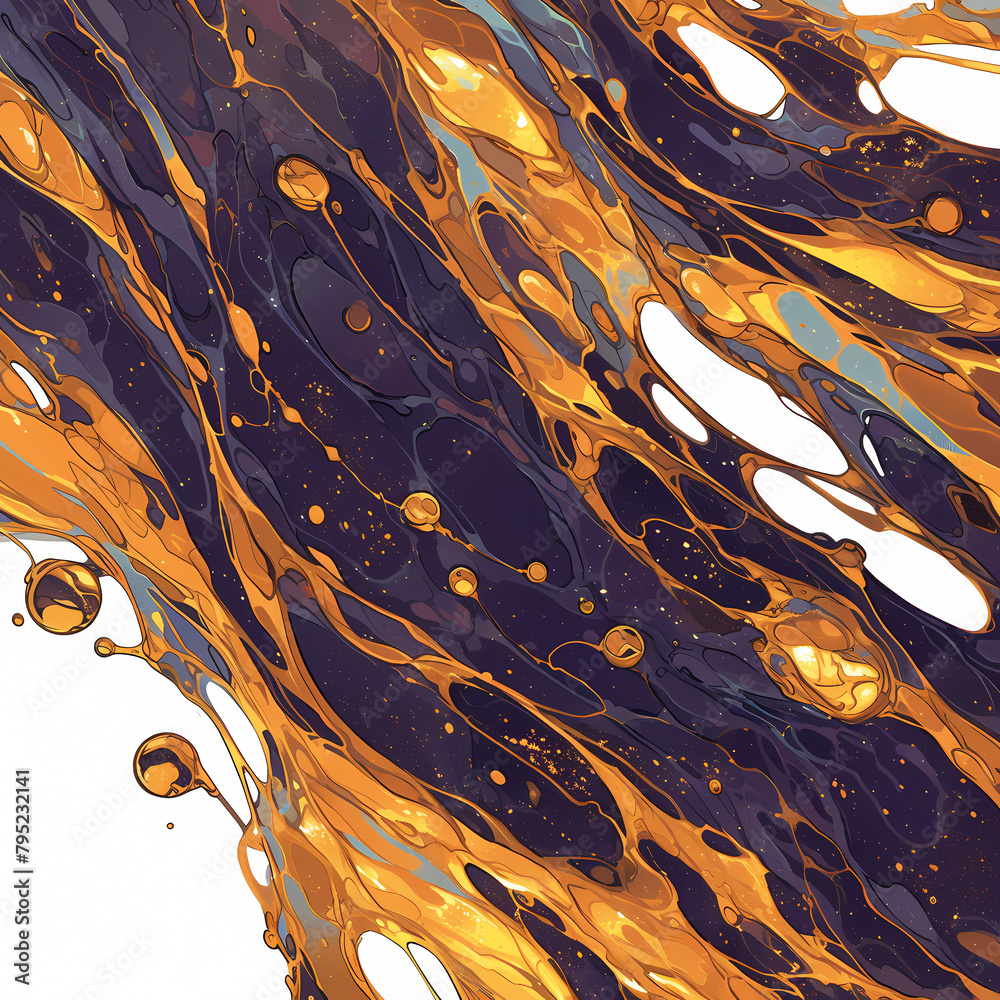 Mesmerizing abstract art featuring vibrant golden and amber liquid ...