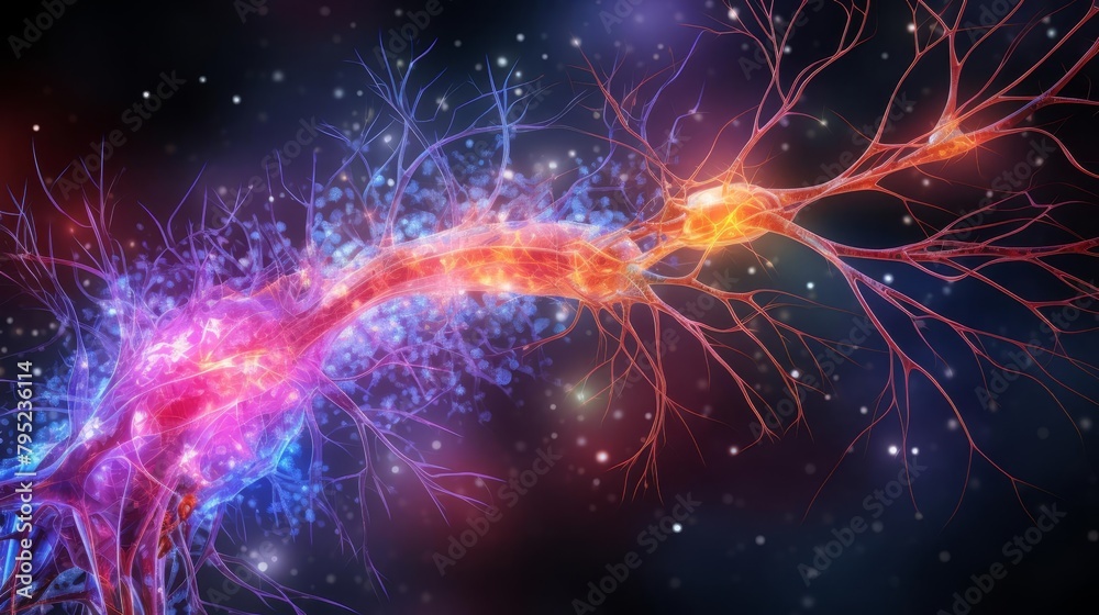 Scientific image displaying a motor neurons path from the spinal cord ...
