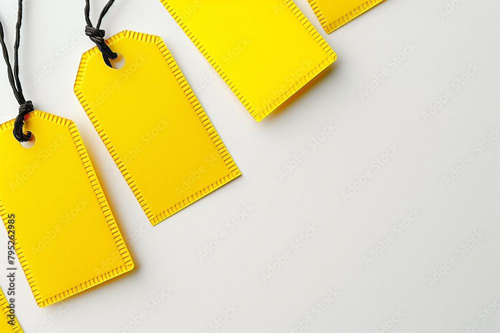 eye-catching photo of vibrant yellow price tags set against a clean ...