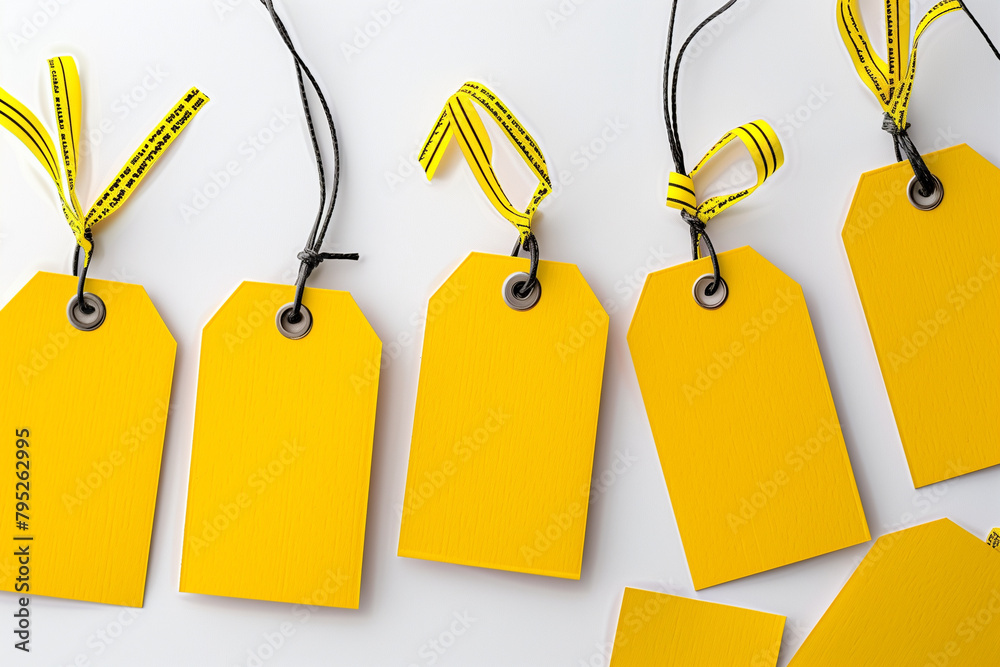 eye-catching photo of vibrant yellow price tags set against a clean ...