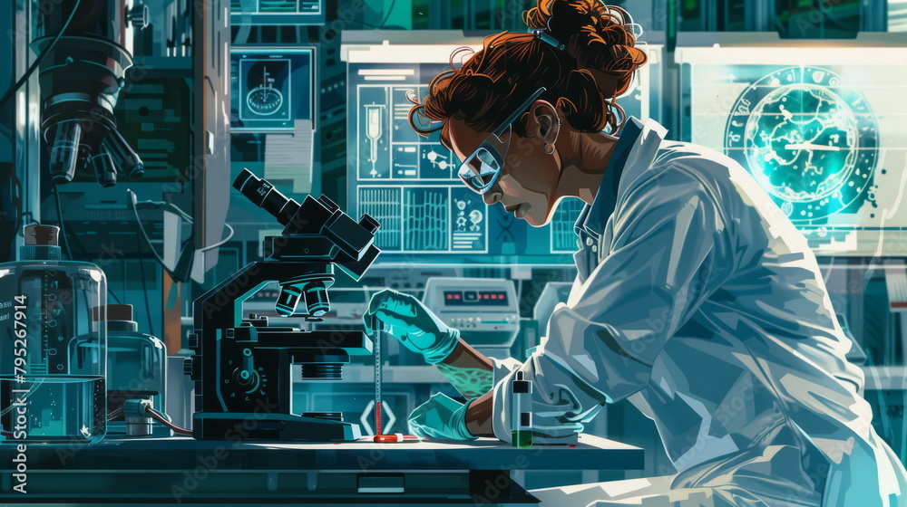 A dynamic laboratory scene capturing a dedicated researcher in the ...