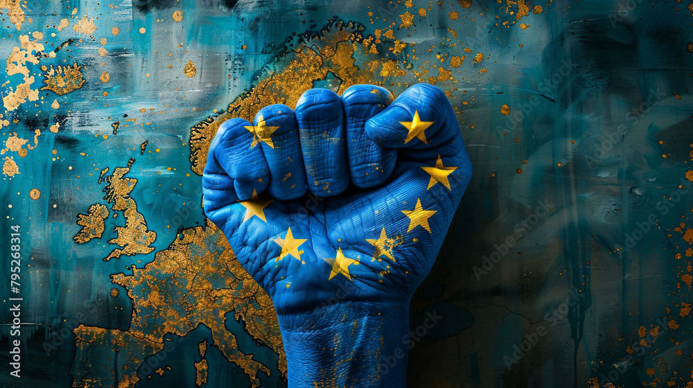 Hand Painted Like The European Flag Clenched Into A Fist, Powerful ...