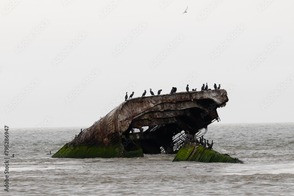 This is the stone ship or concrete ship of Cape May New Jersey. The ...