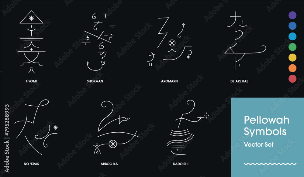 Pellowah Symbols: white on black background. These are hand drawn in ...