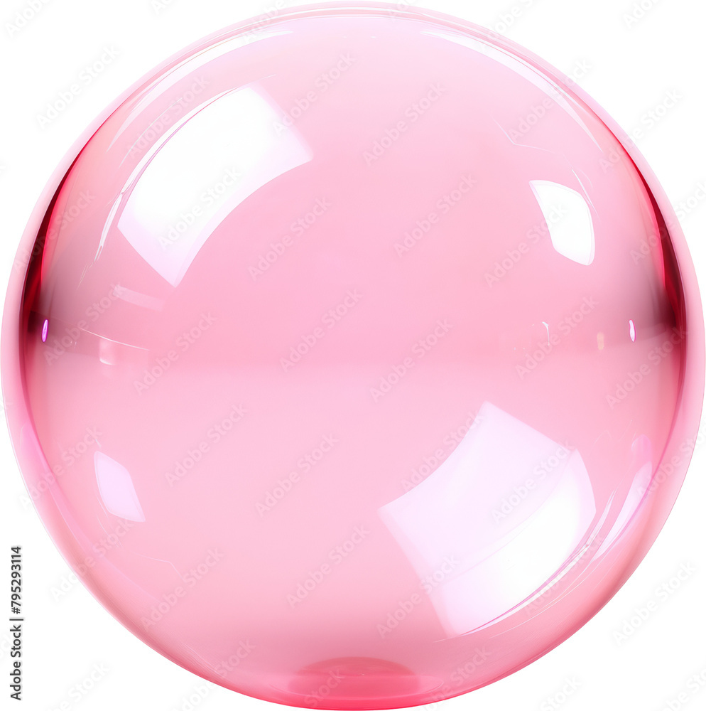 clear pink bubble isolated on white or transparent background ...