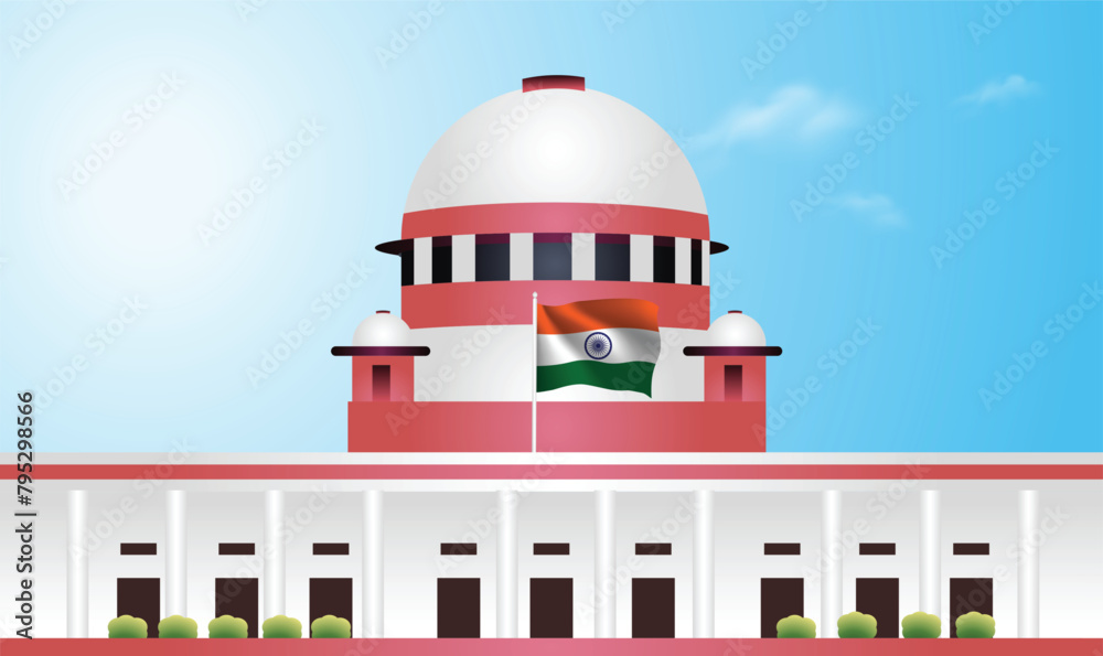 Indian Supreme court with waving Indian flag vector poster Stock Vector ...