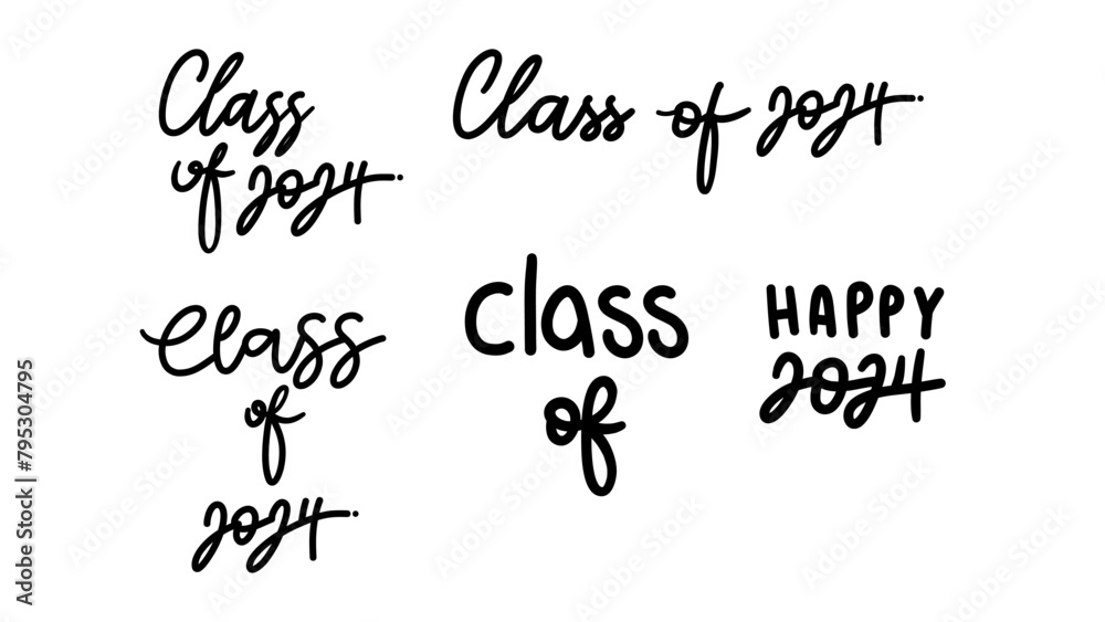 Class of 2024 hand written. Template for graduation design ,Vector ...