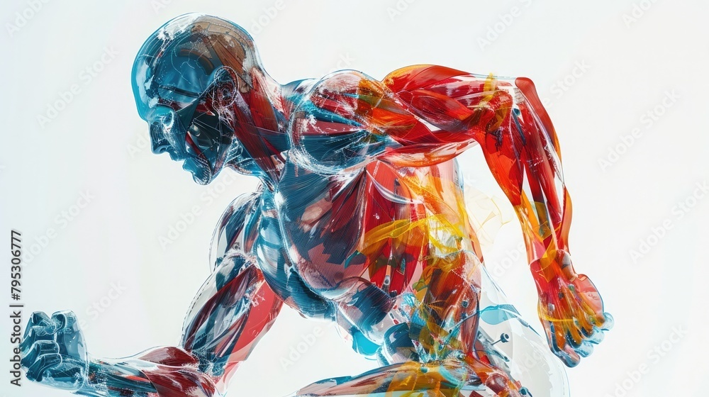 Transparent Anatomical Bodybuilder Intricate Muscle and Bone Structure ...