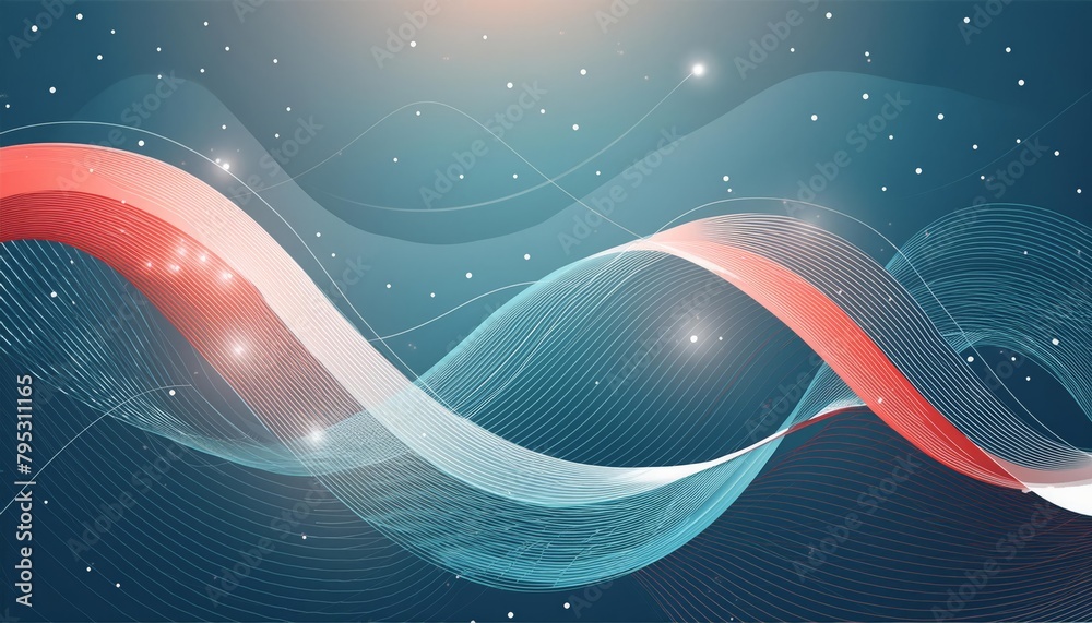Dynamic background with flowing red and blue wave patterns and glowing particles Stock ...