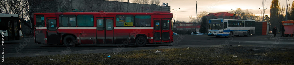 kazakhstan. Ust-Kamenogorsk, march 25, 2024: Three buses on the bus ...