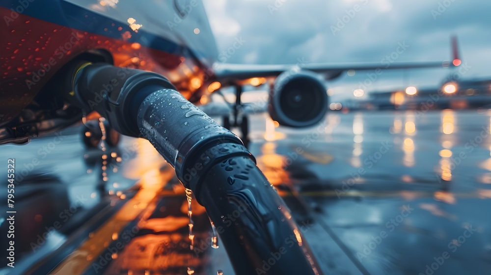 Fueling an Airline Journey: A Close-Up of Commercial Airplane Wing being Refueled Stock ...