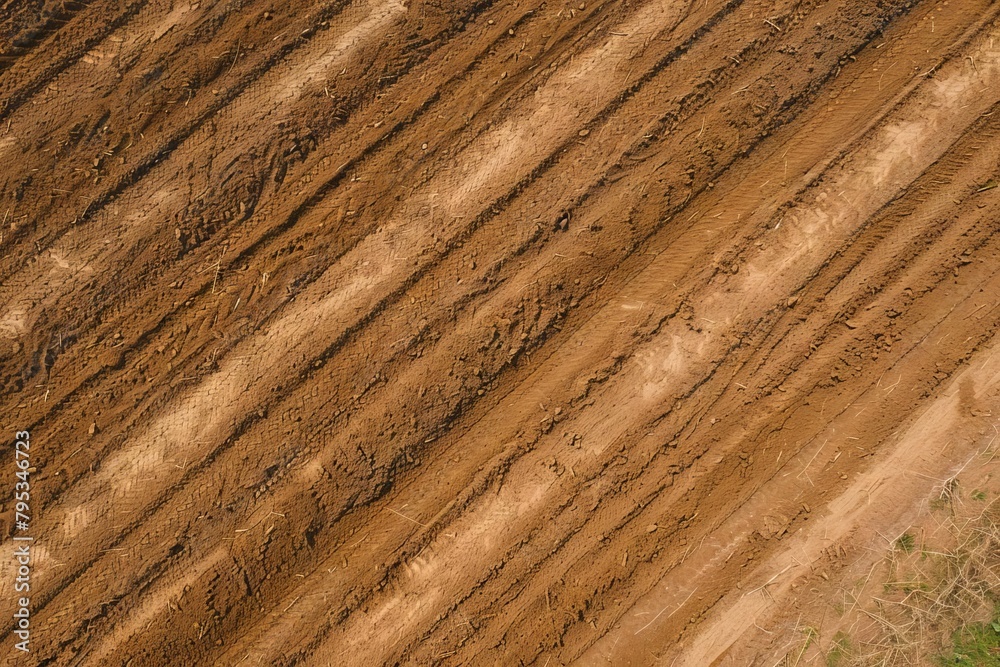 freshly tilled soil in agricultural field after harvest season aerial ...