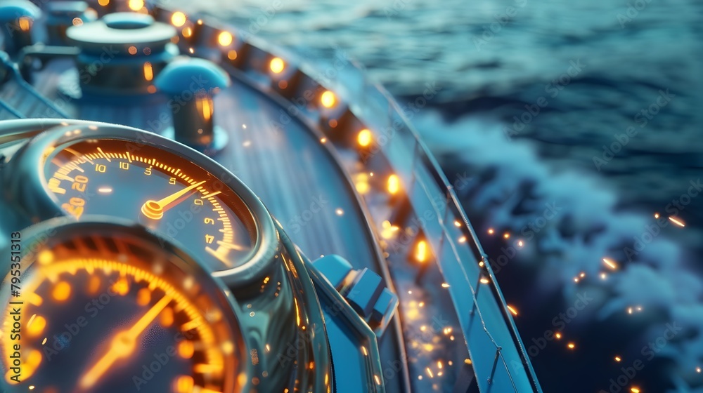 Animated Sequence Illustrating Ocean Liner's Fuel Gauge Rising with ...