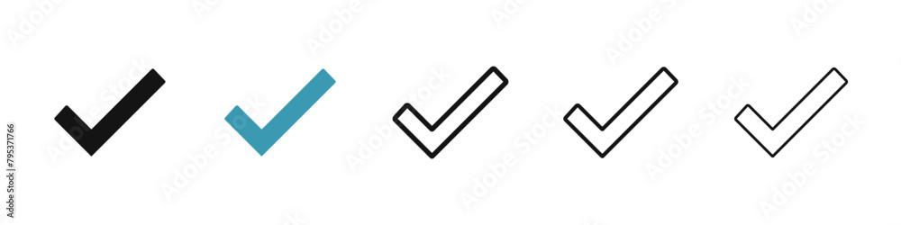 Check line icon set. checkmark line icon. accept, verify or done check mark sign. right checkbox ...