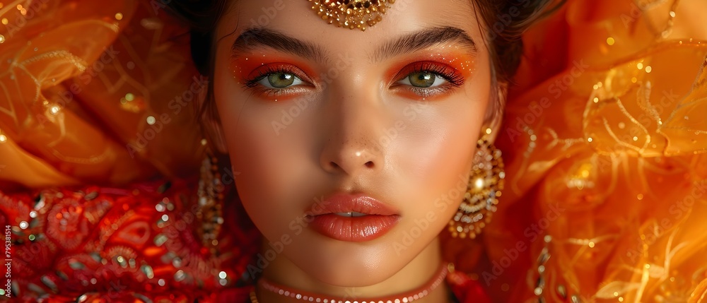 Indian model with impeccable makeup showcasing beauty and facial care ...