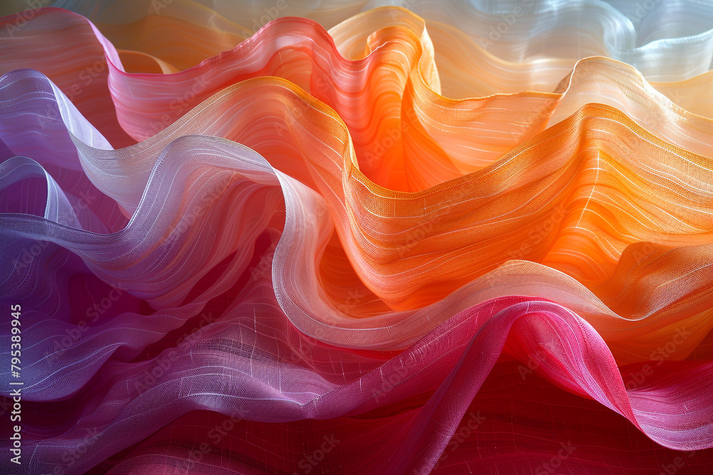 Translucent layers of light overlapping and intertwining, creating a mesmerizing dance of color ...