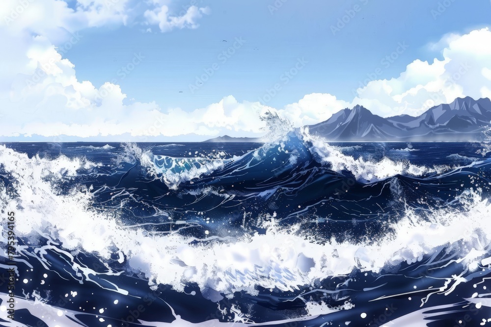 Ilustração do Stock: Picture of a large body of water with lots of ...