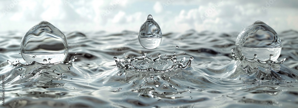 Three panel wall art illustrating the journey of a single drop of water ...