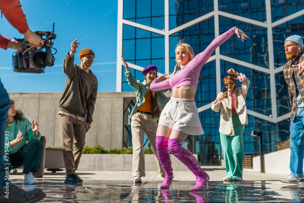 Behind The Scenes: Outdoor Scene Captures A Group Of Young Adults ...
