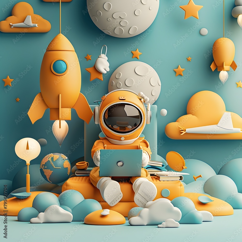 Astronaut Exploring E commerce in Digital galaxy description This vivid ...