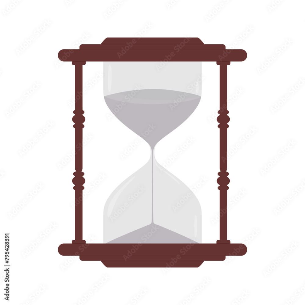 Hourglass with white sand, timer. Beautiful sandglass isolated on white ...