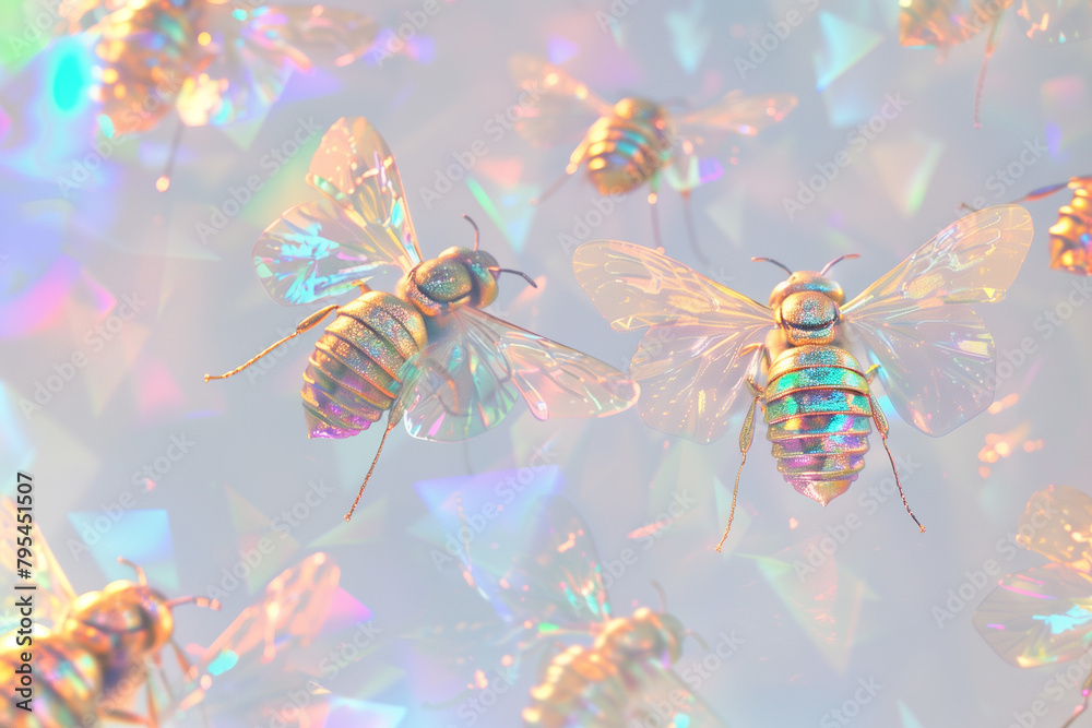 Abstract neon bee background for wallpaper presentations, social media ...