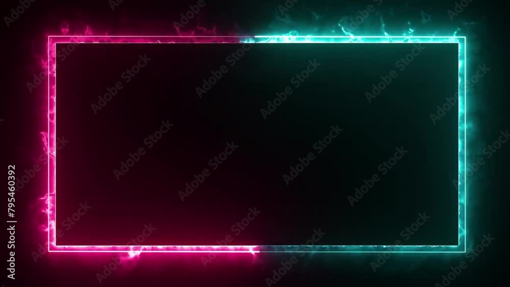 neon border frame, blue pink glowing border, rectangle, square, frame ...