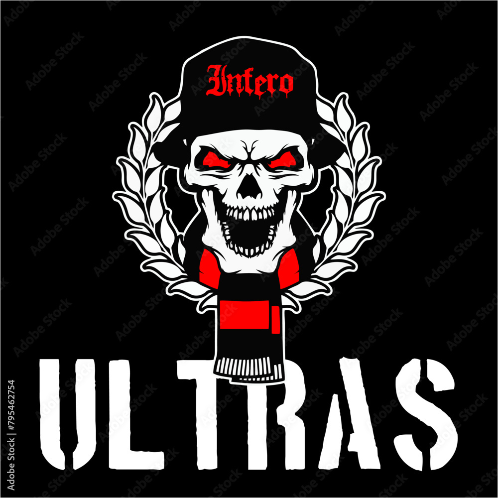 Vector logo emblem skull head football fans ultras and hooligans Stock ...