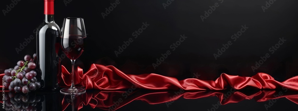 Elegant Red Wine Display with Grapes: A sophisticated arrangement of a ...