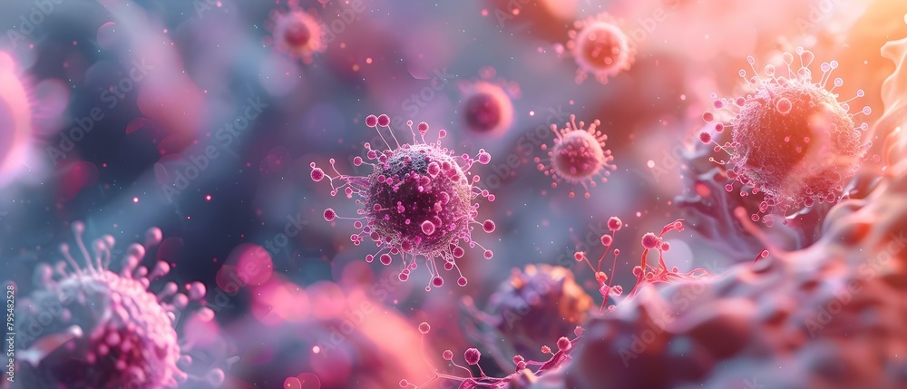 Medical illustration of cancer cells and gene editing technology ...