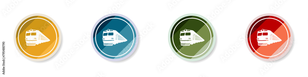 Set of train logo vector. Color railway icon collection. Set of stylish ...
