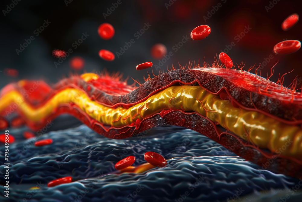 Explore a detailed illustration capturing arterial inflammation around ...