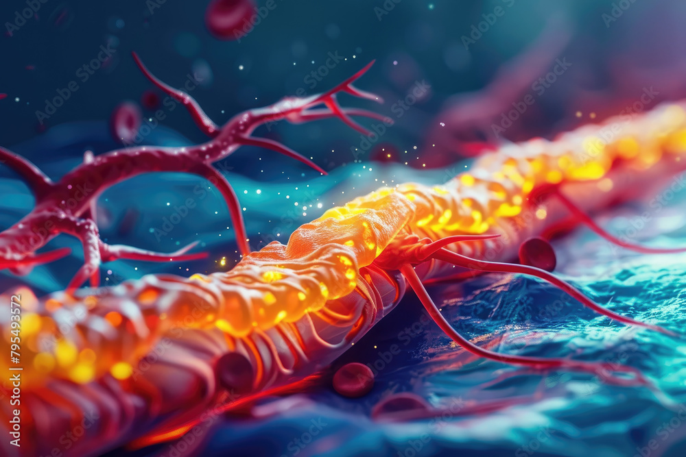 Explore a high-detail medical illustration that captures the narrowing ...