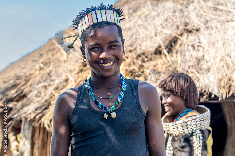 Ethiopia, young man from the Bana tribe in the village of Shaba. 20th ...
