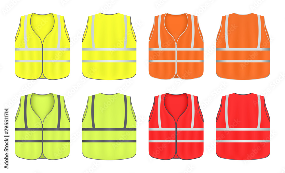 Protective reflective vest with road and work uniform. Various color ...