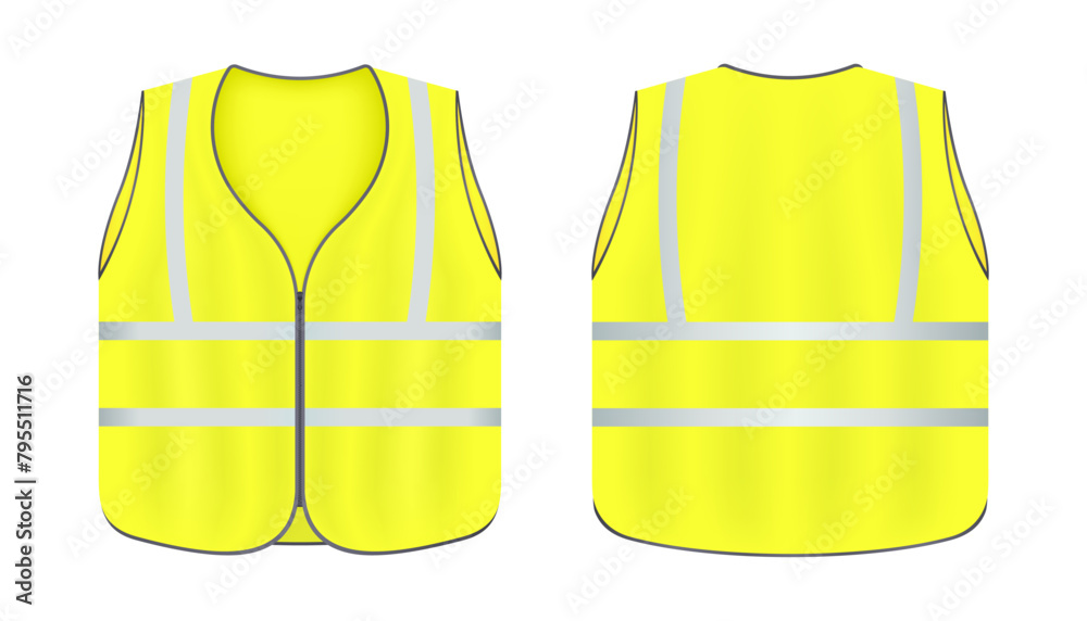 Safety vest jacket, isolated security, traffic and worker uniform wear ...