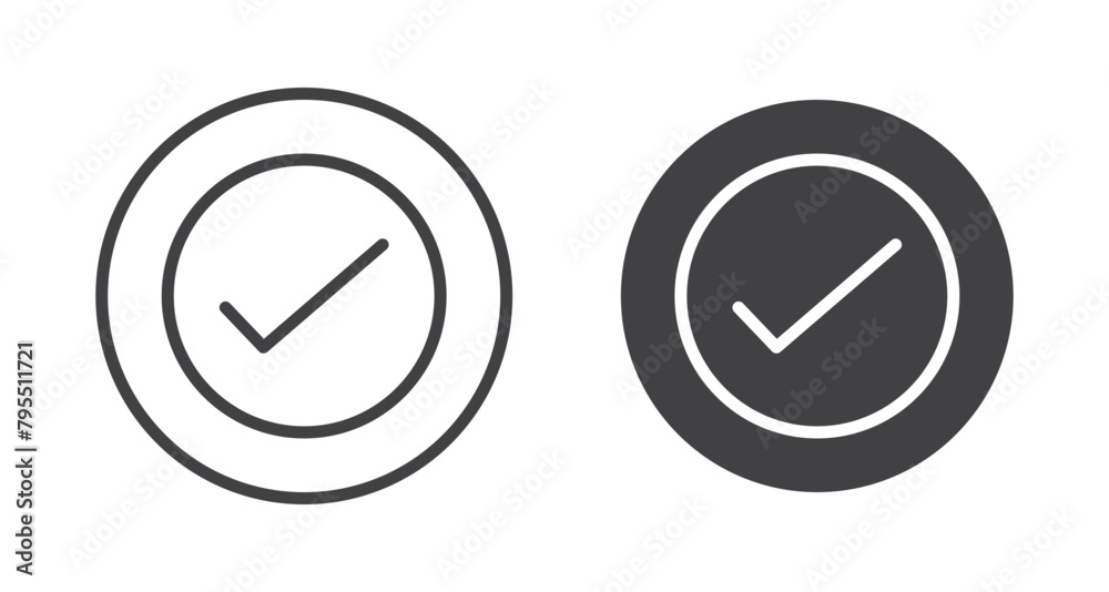 Check icon set. checkmark vector symbol. accept, verify or done check ...