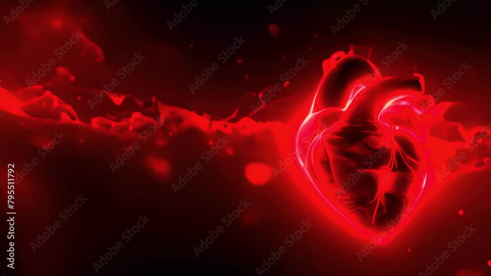 human heart shape with red cardio pulse line. Creative stylized red ...