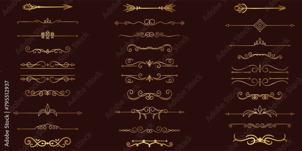 Line dividers. Decorative swirl text separators, vintage divider ...