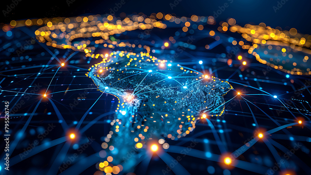 America network map. Global communications systems and communications ...