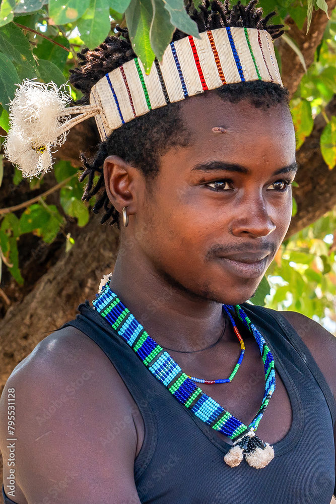 Ethiopia, young man from the Bana tribe in the village of Shaba. 20th ...