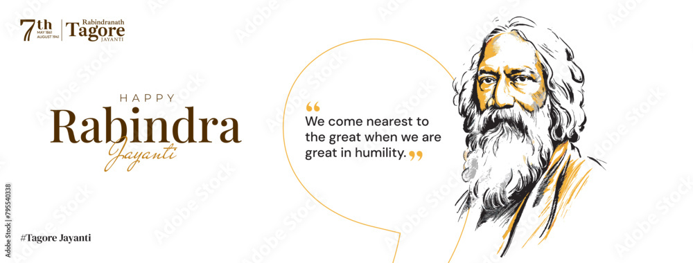 Rabindranath Tagore illustration for 22 Shey Shrabon Rabindra Jayanti ...