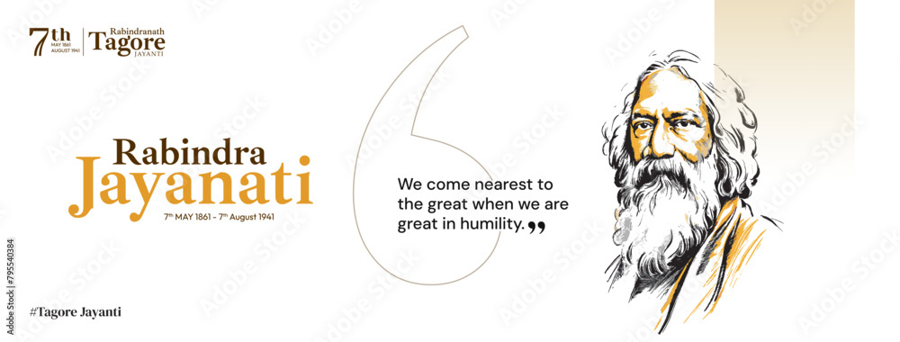 Rabindranath Tagore illustration for 22 Shey Shrabon Rabindra Jayanti ...