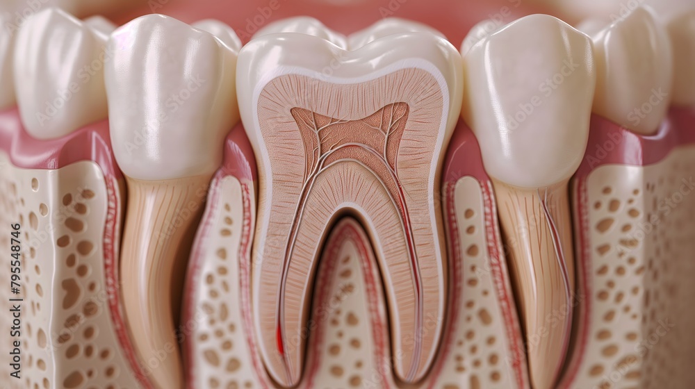 Highly Detailed Dental Model Showing the Internal Structure of a Tooth ...