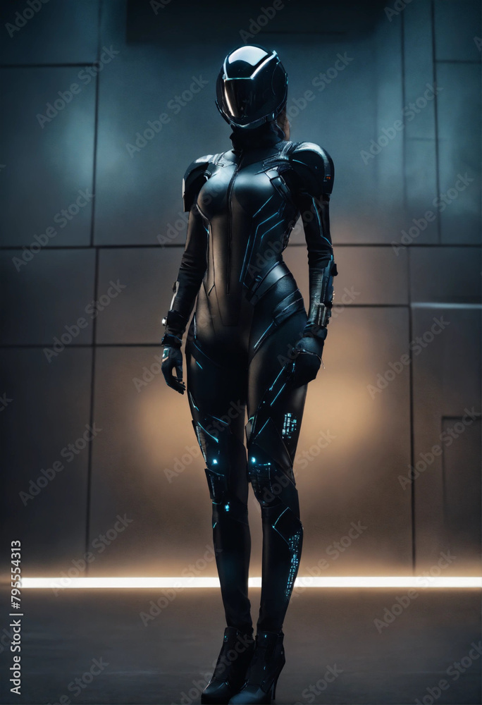 An ultrarealistic photograph of a minimalist futuristic full body power ...
