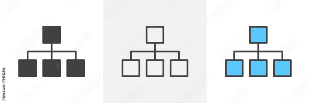 Hierarchical Organization Vector Icons for Flowcharts and Structures ...